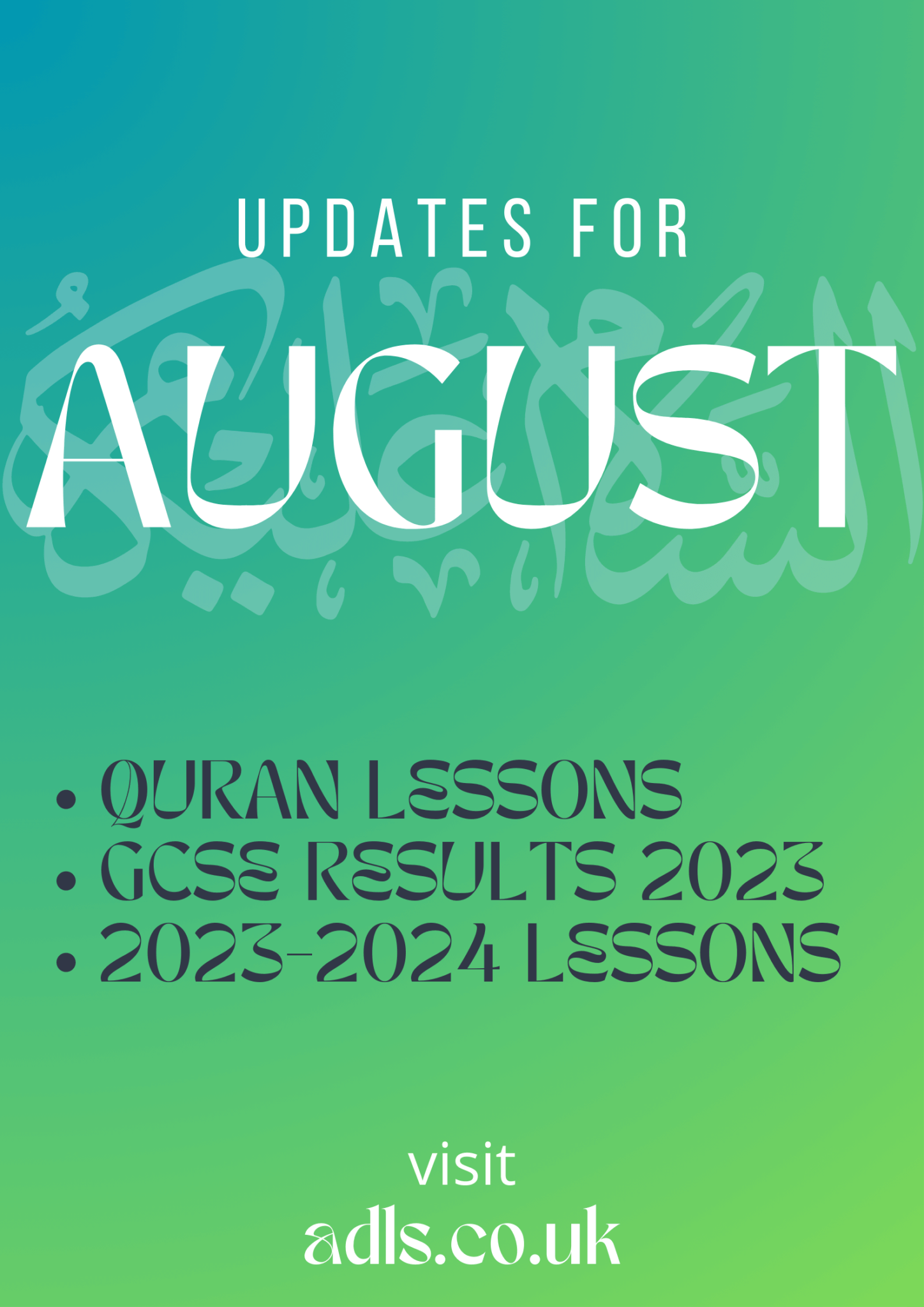 August Updates ADLS Arabic | ADLS Arabic GCSE and Quran